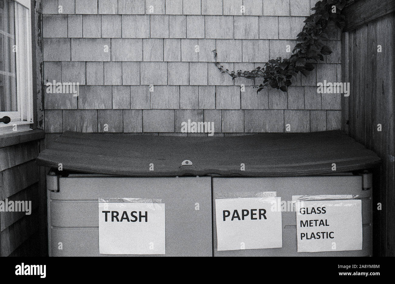 Trash Paper and Glass Recycling All in One Container Stock Photo - Alamy