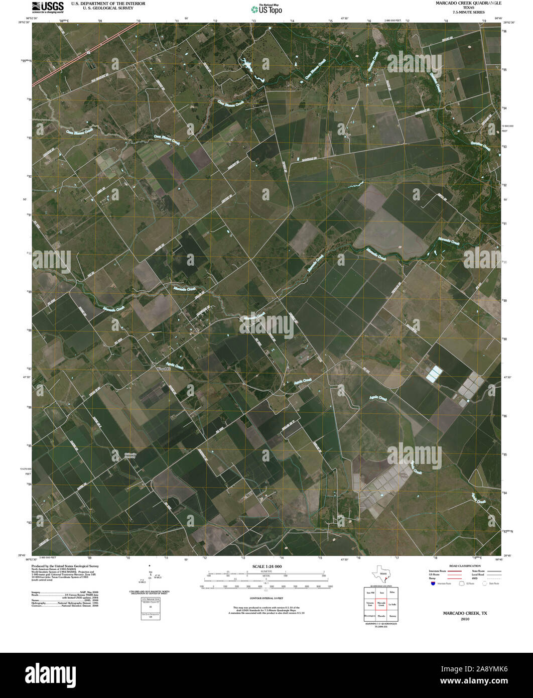 USGS TOPO Map Texas TX Marcado Creek 20100325 TM Restoration Stock ...