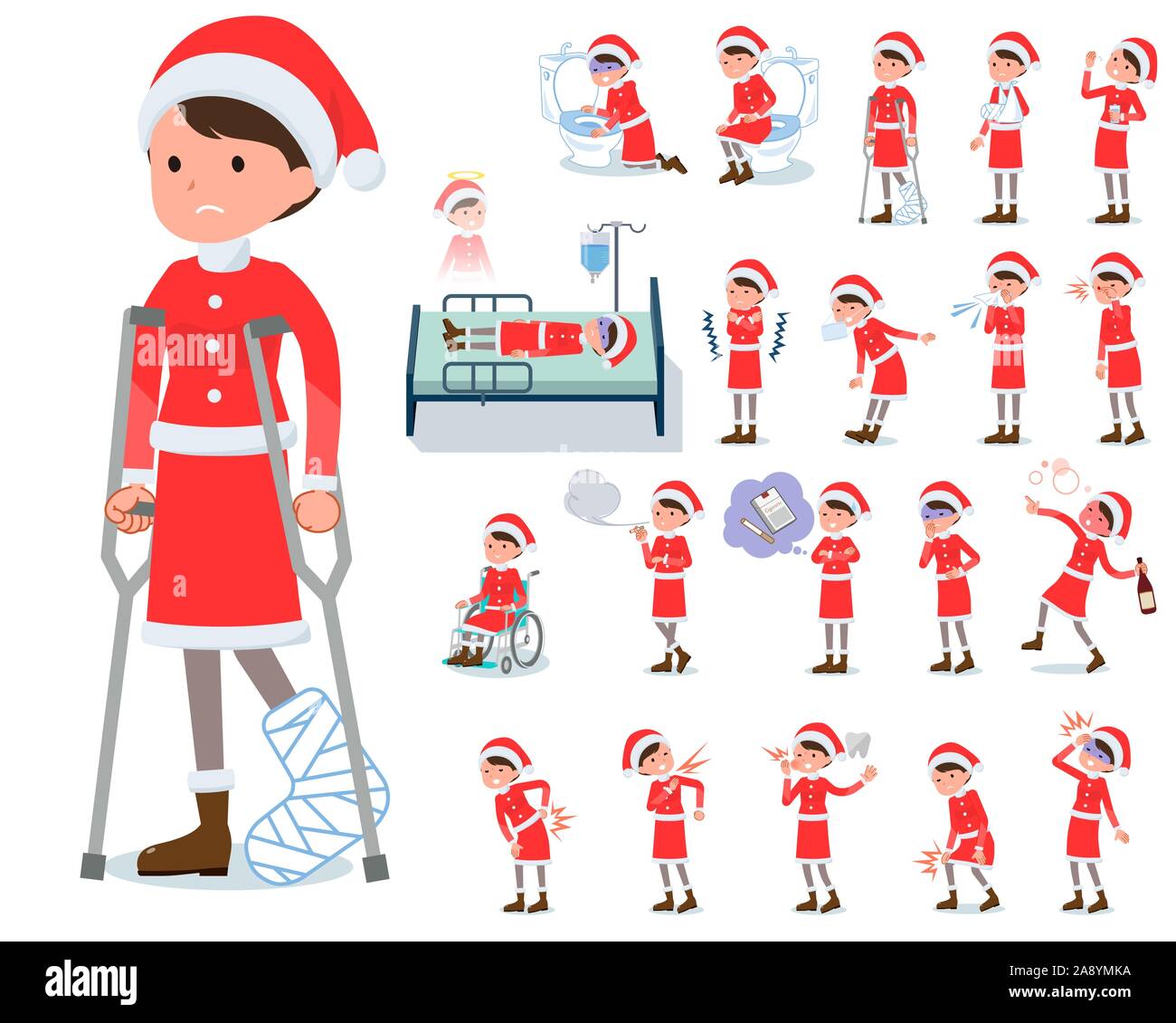 A set of Santa Claus costume women with injury and illness.There are ...