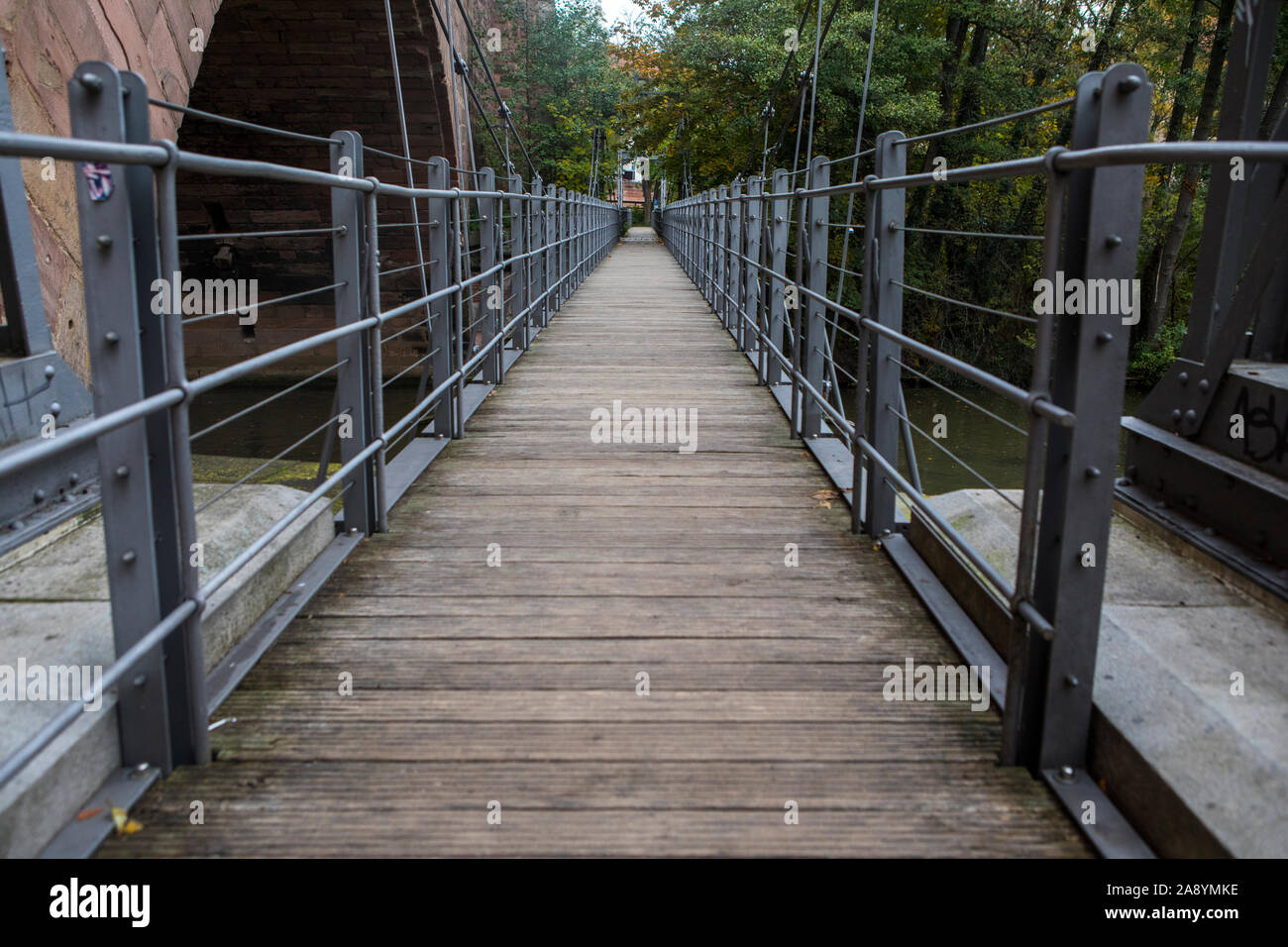 Nuremberg, Germany - October 23rd 2019: The chain bridge in Nuremberg ...
