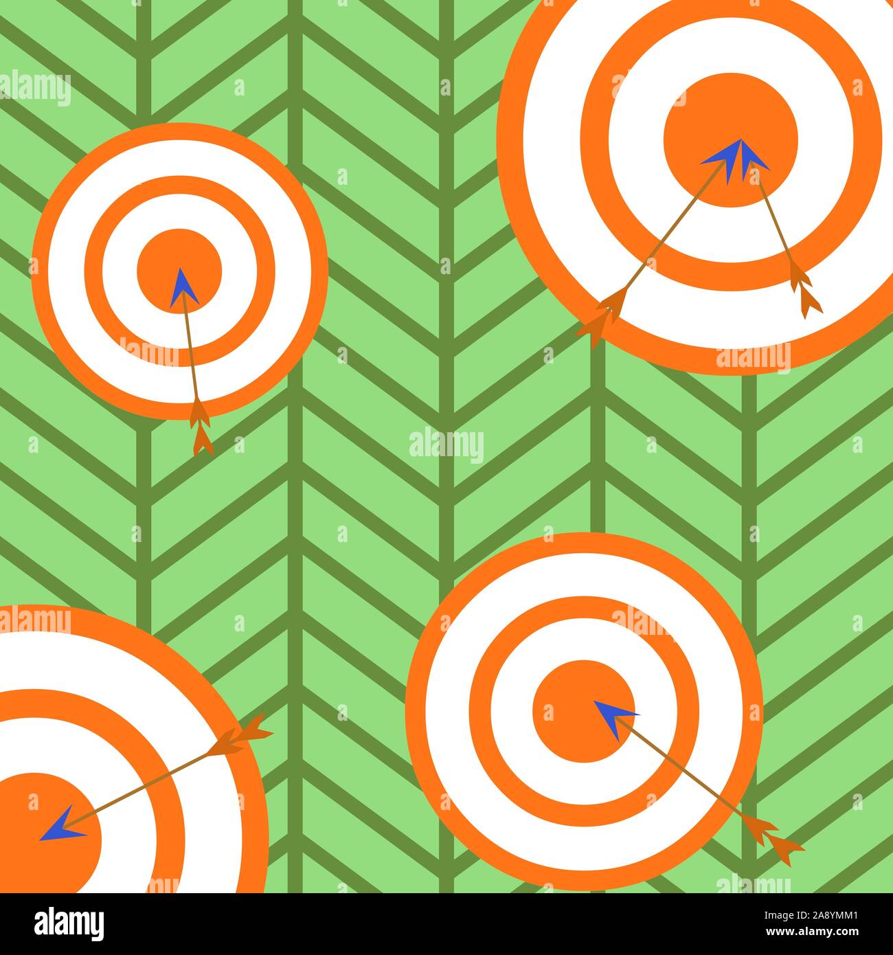 Arrow and round target inside asymmetrical shaped object multicolour ...