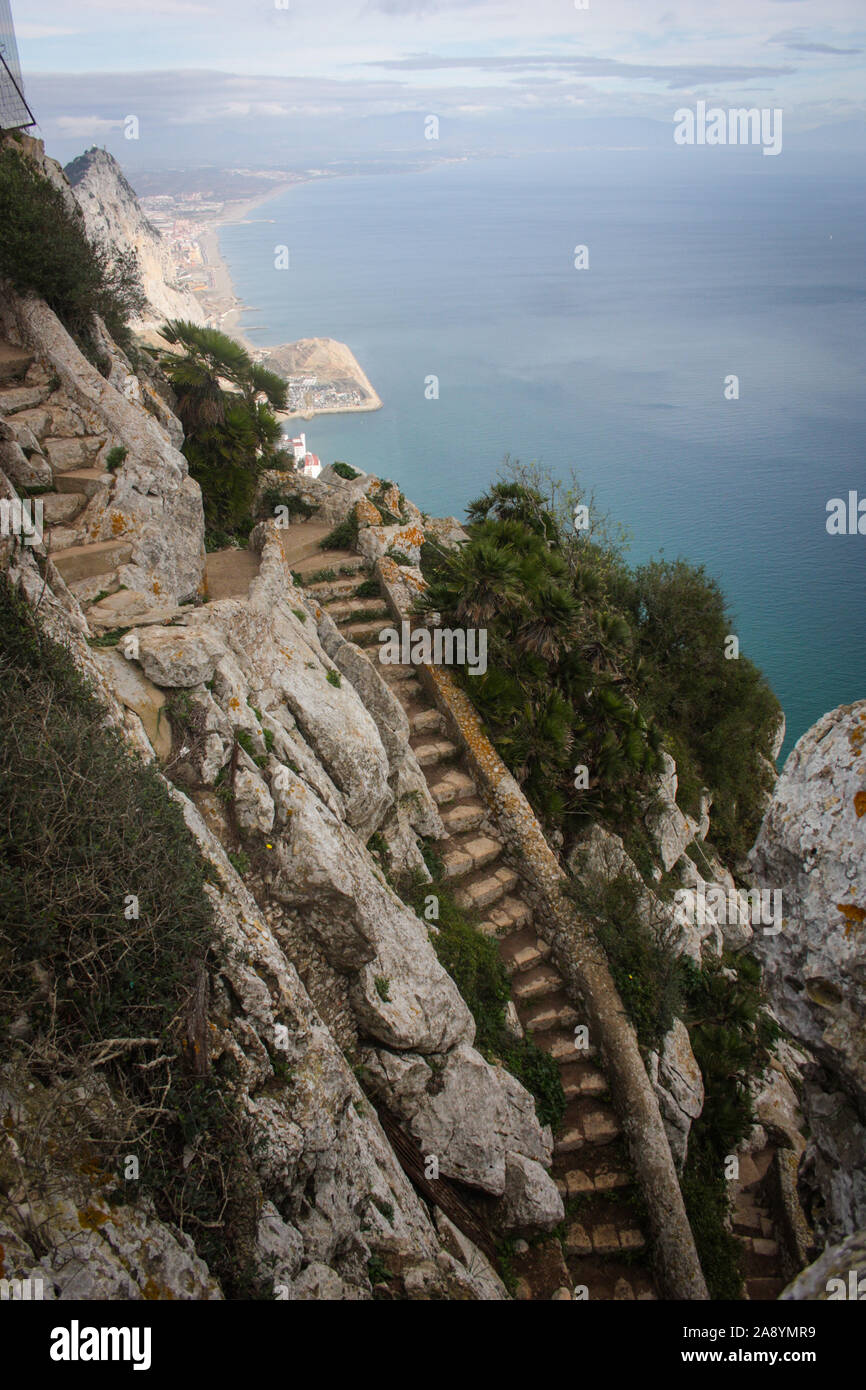 Hiking up the Mediterranean Steps in the Upper Rock Nature Reserve on ...