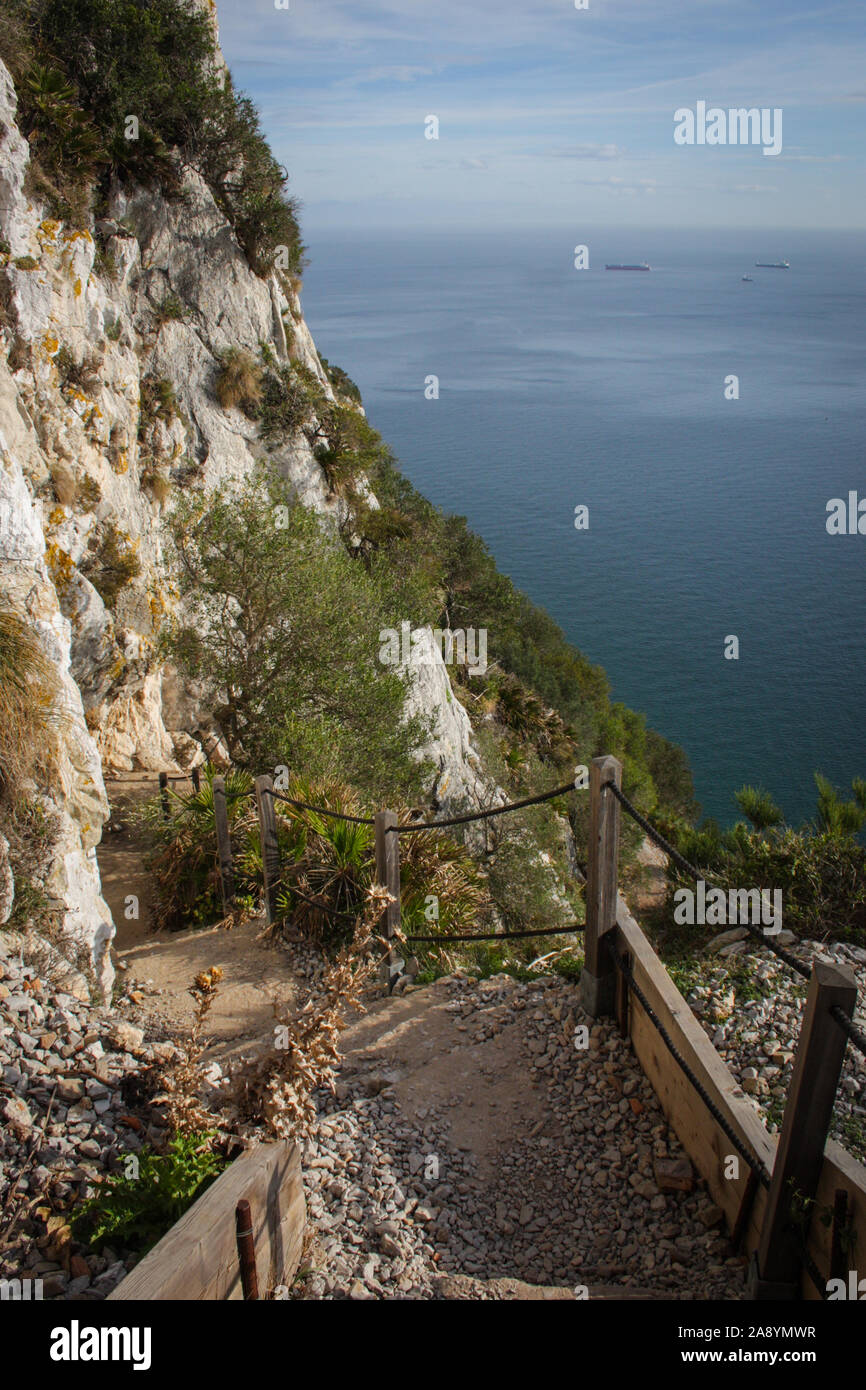 Hiking up the Mediterranean Steps in the Upper Rock Nature Reserve on ...