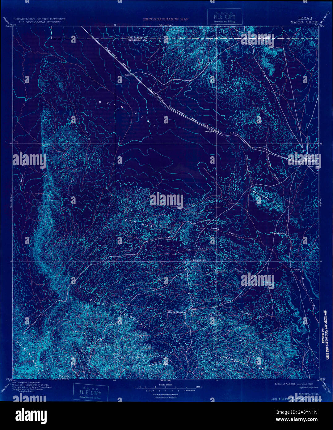 USGS TOPO Map Texas TX Marfa 128684 1895 125000 Inverted Restoration ...