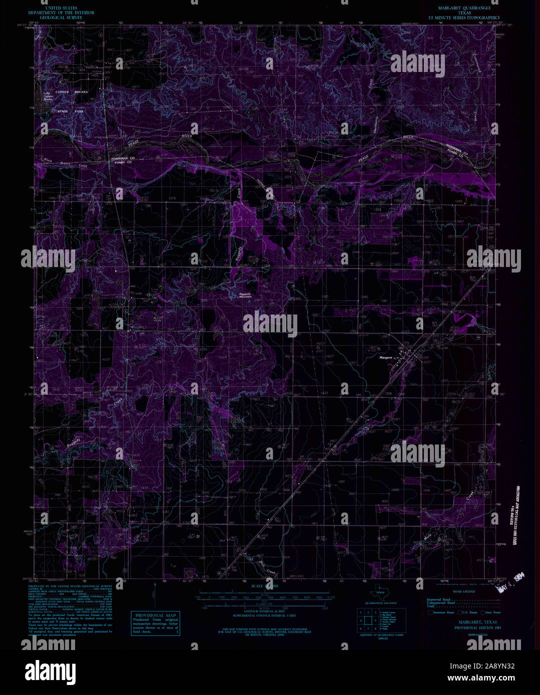 USGS TOPO Map Texas TX Margaret 109513 1983 24000 Inverted Restoration ...