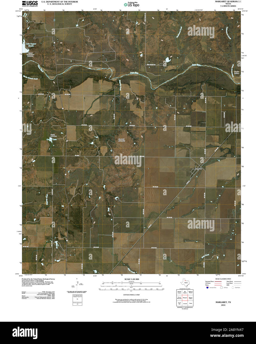 USGS TOPO Map Texas TX Margaret 20100413 TM Restoration Stock Photo - Alamy