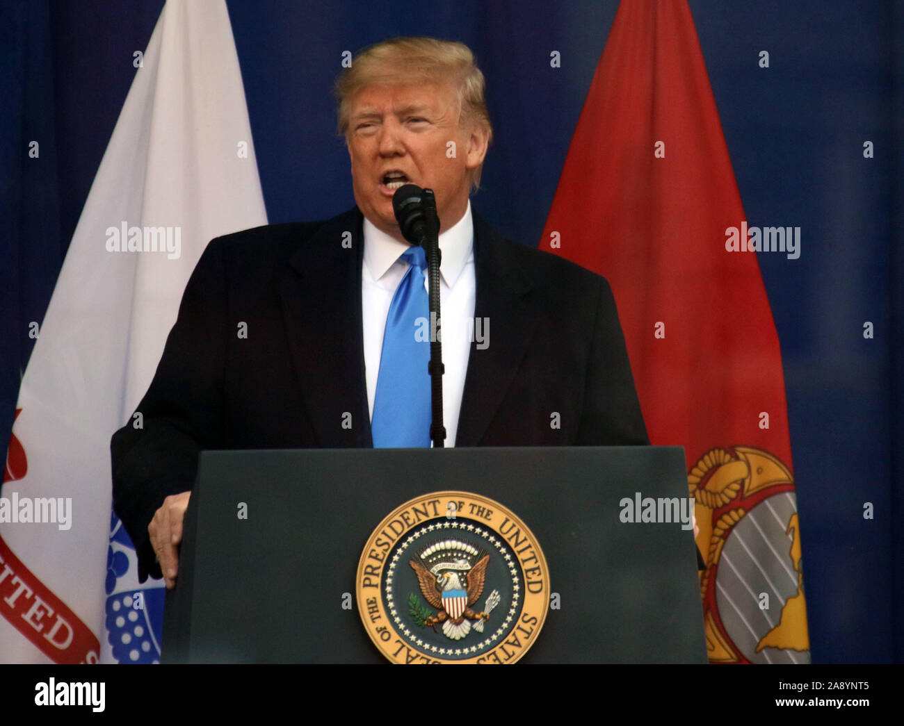 New York, New York, USA. 11th Nov, 2019. President DONALD TRUMP speaks ...