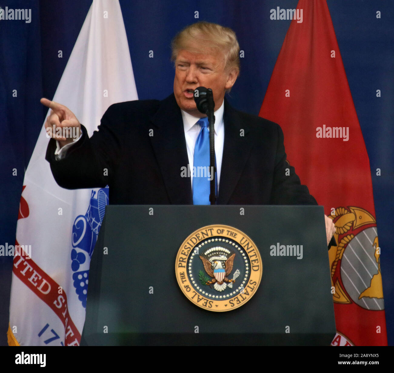 New York, New York, USA. 11th Nov, 2019. President DONALD TRUMP speaks ...