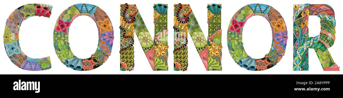 Male name CONNOR. Vector decorative zentangle object Stock Vector Image ...