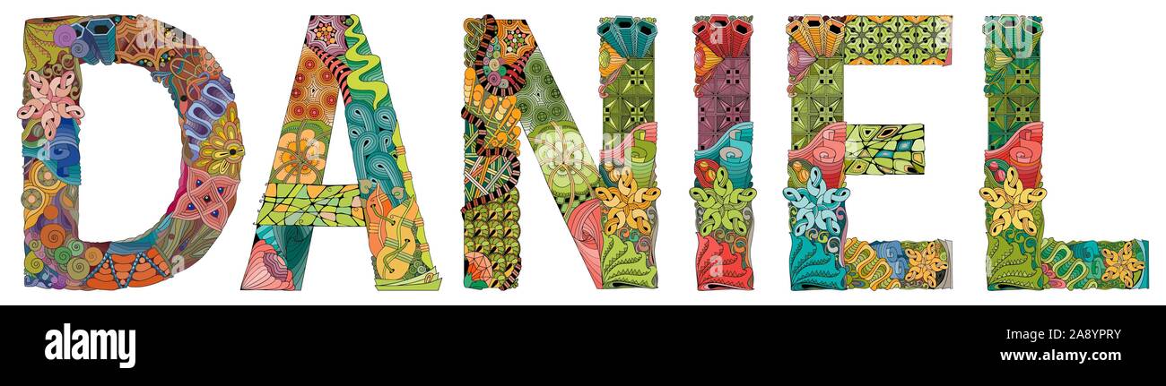 Male name DANIEL. Vector decorative zentangle object Stock Vector Image ...