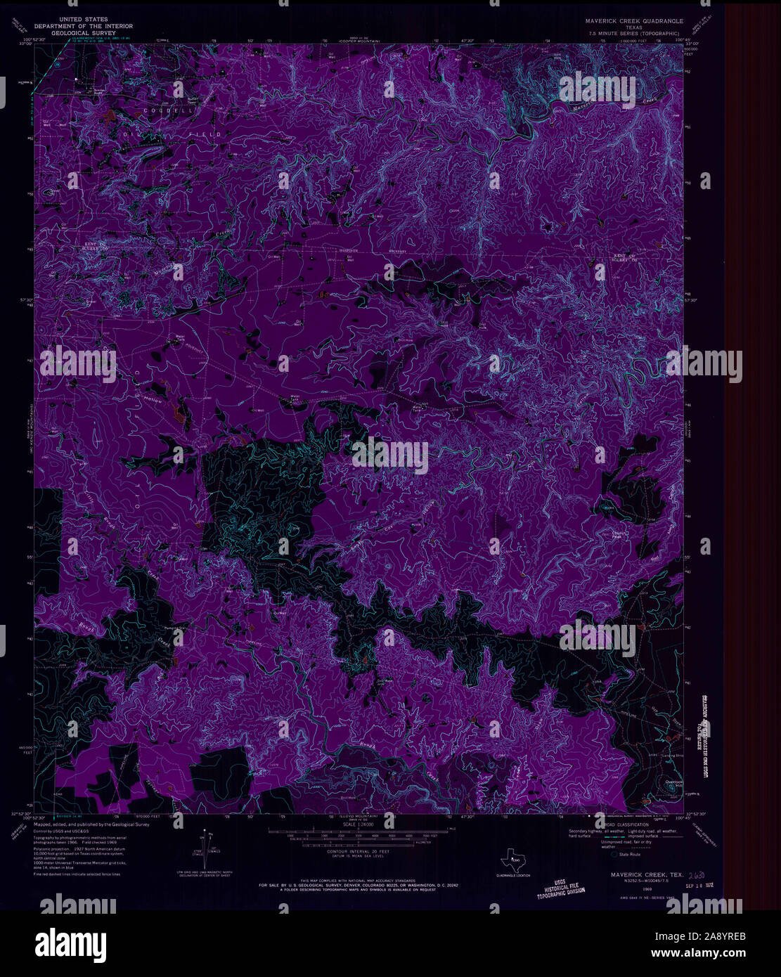 USGS TOPO Map Texas TX Maverick Creek 109583 1969 24000 Inverted ...