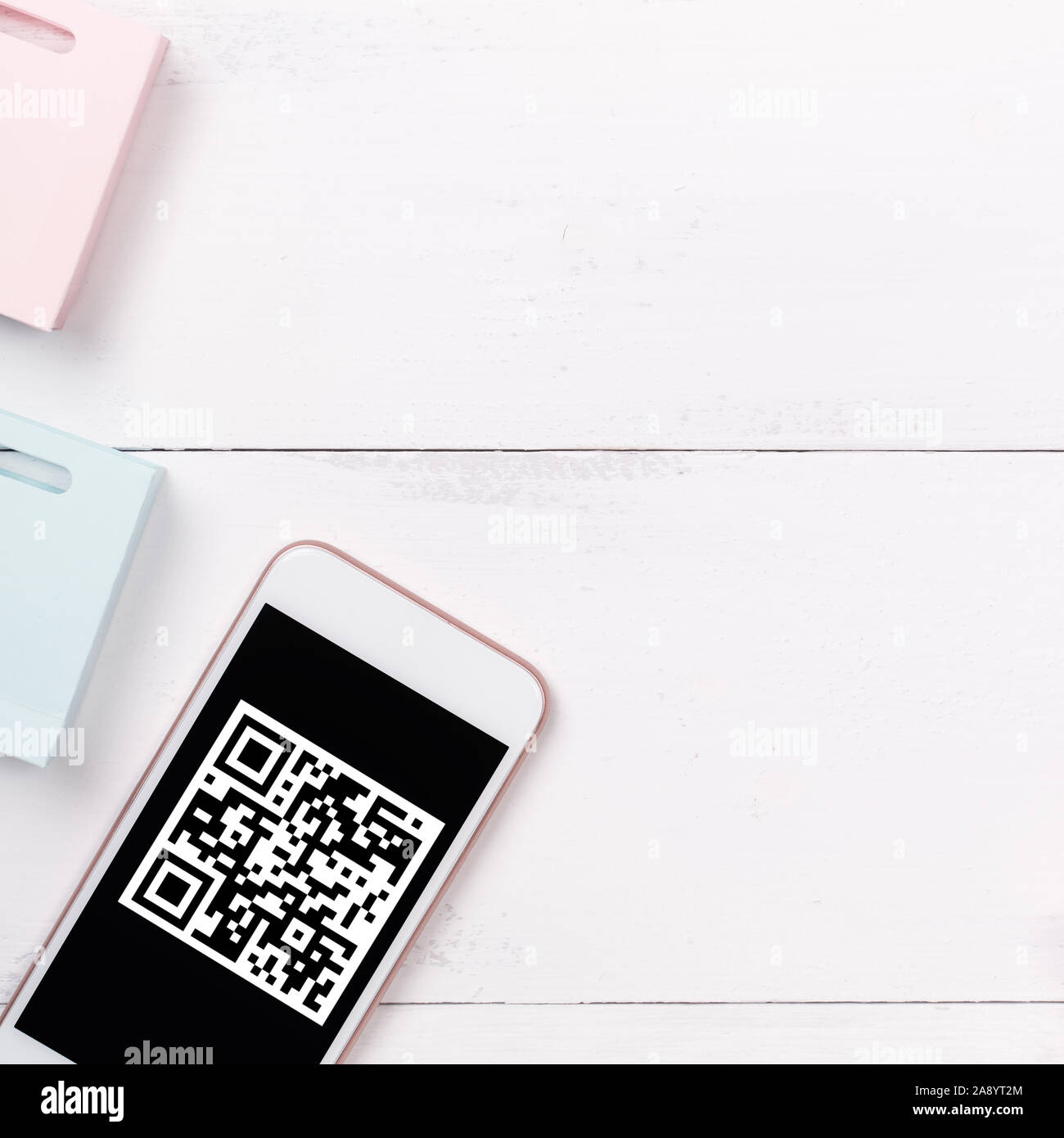 Abstract online shopping, mobile payment with QR code design concept ...