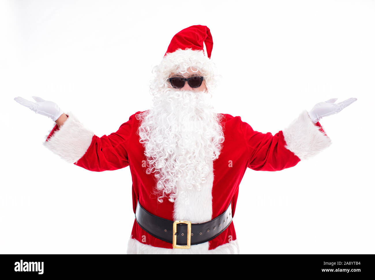 Happy Santa Claus isolated on white background Stock Photo - Alamy