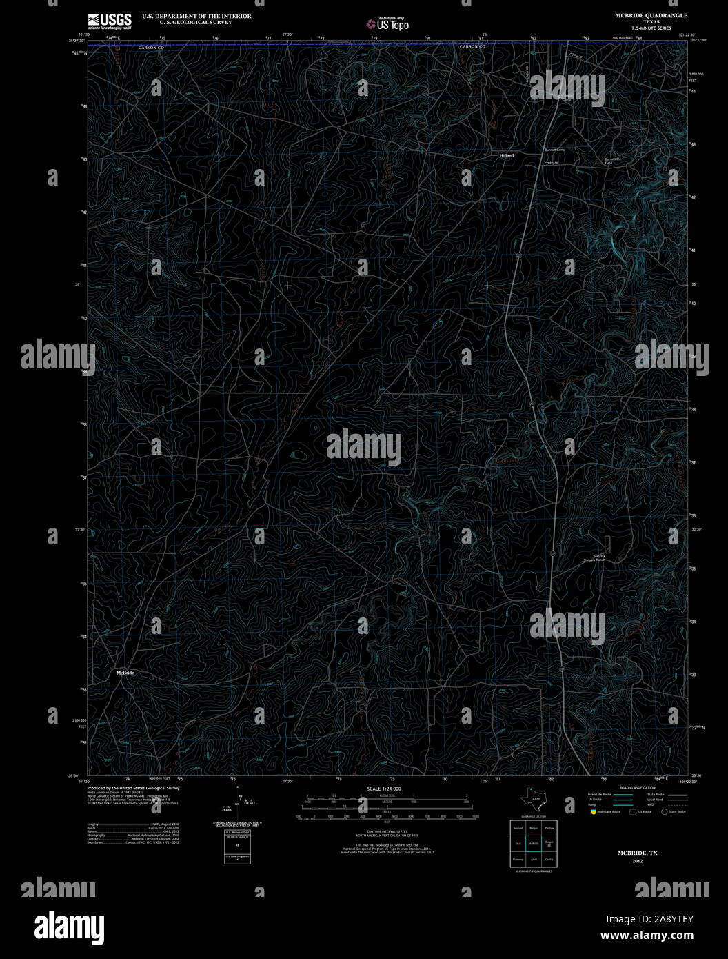 USGS TOPO Map Texas TX McBride 20121031 TM Inverted Restoration Stock ...