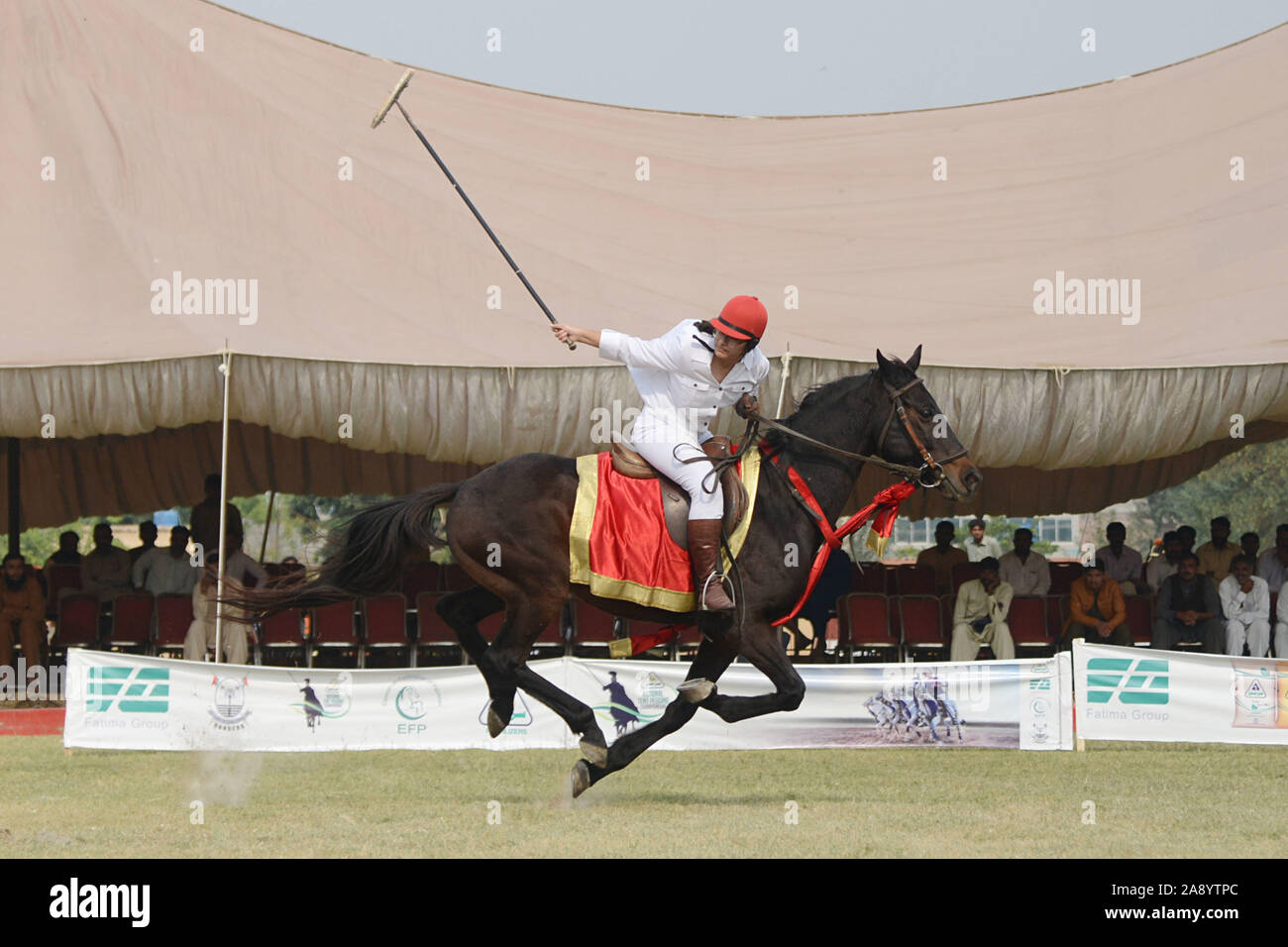Pakistani horse and camel rider player in action during third Sarsabz ...