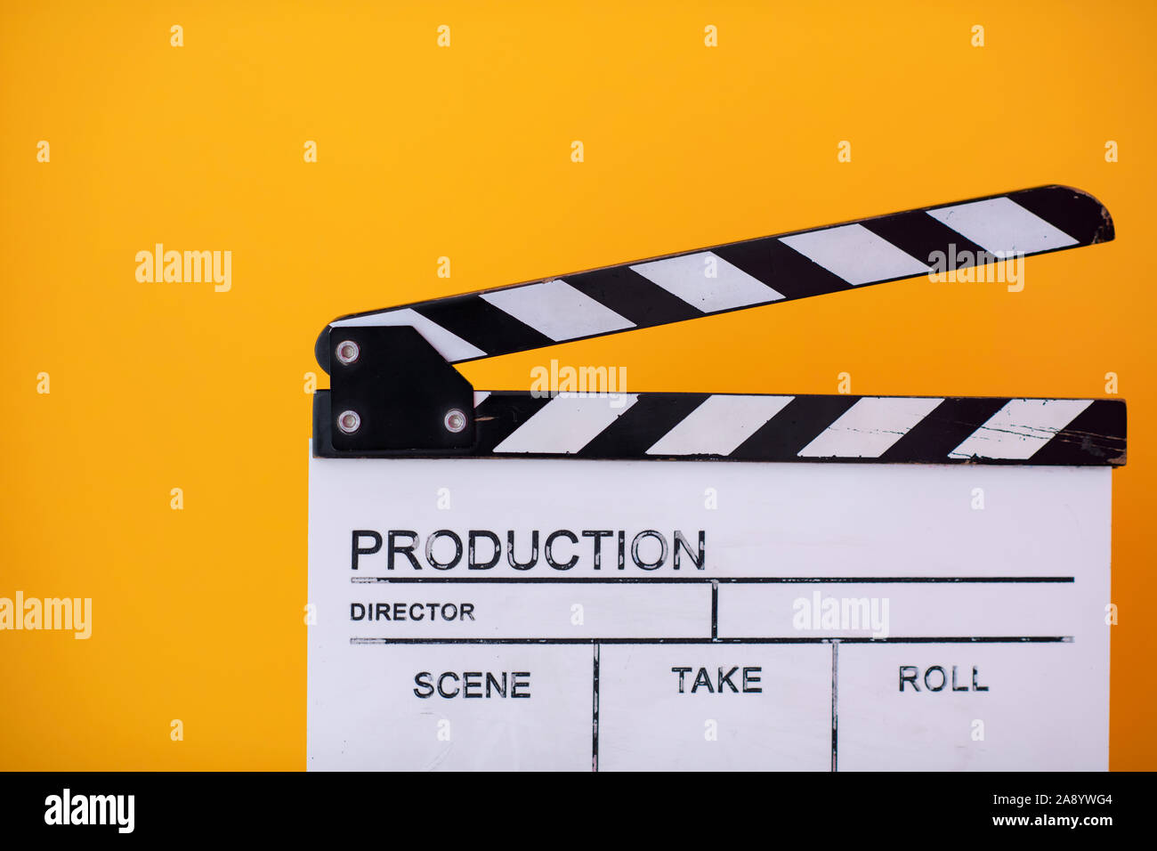video production movie clapper cinema action and cut concept isolated ...
