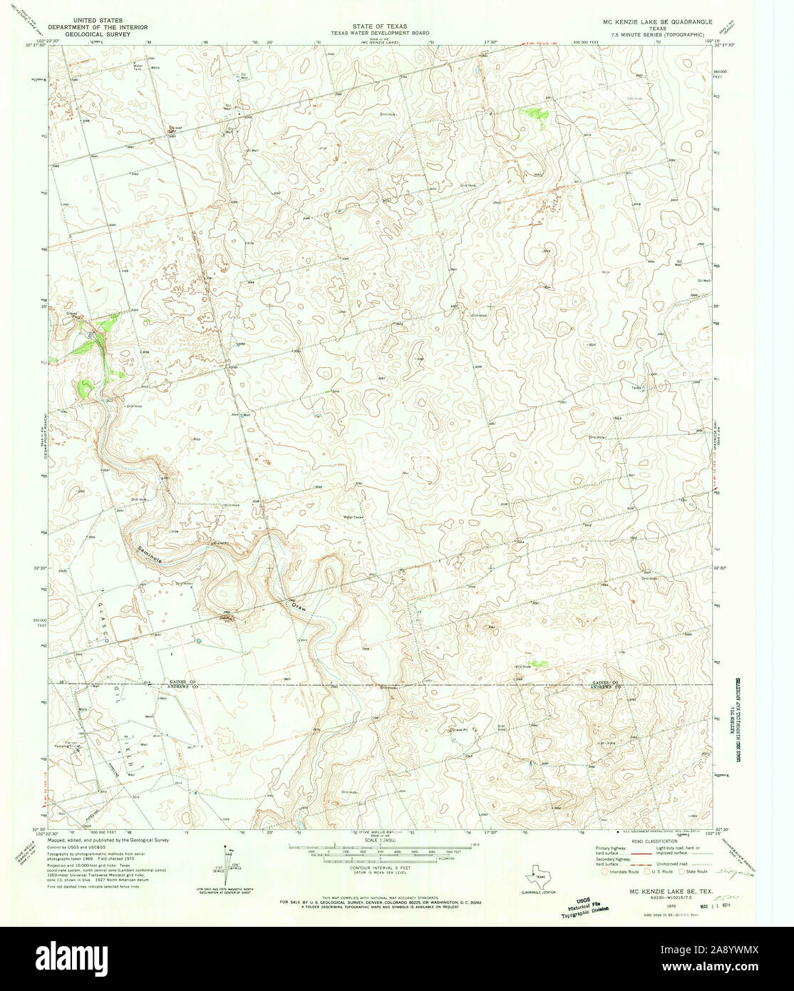 USGS TOPO Map Texas TX McKenzie Lake SE 109644 1970 24000 Restoration ...