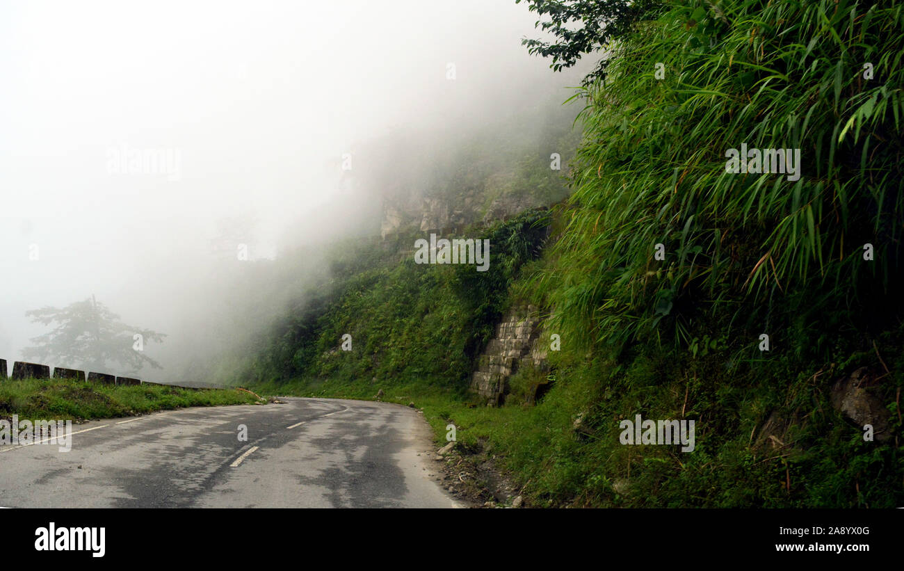 A road covered in mist Stock Photo - Alamy