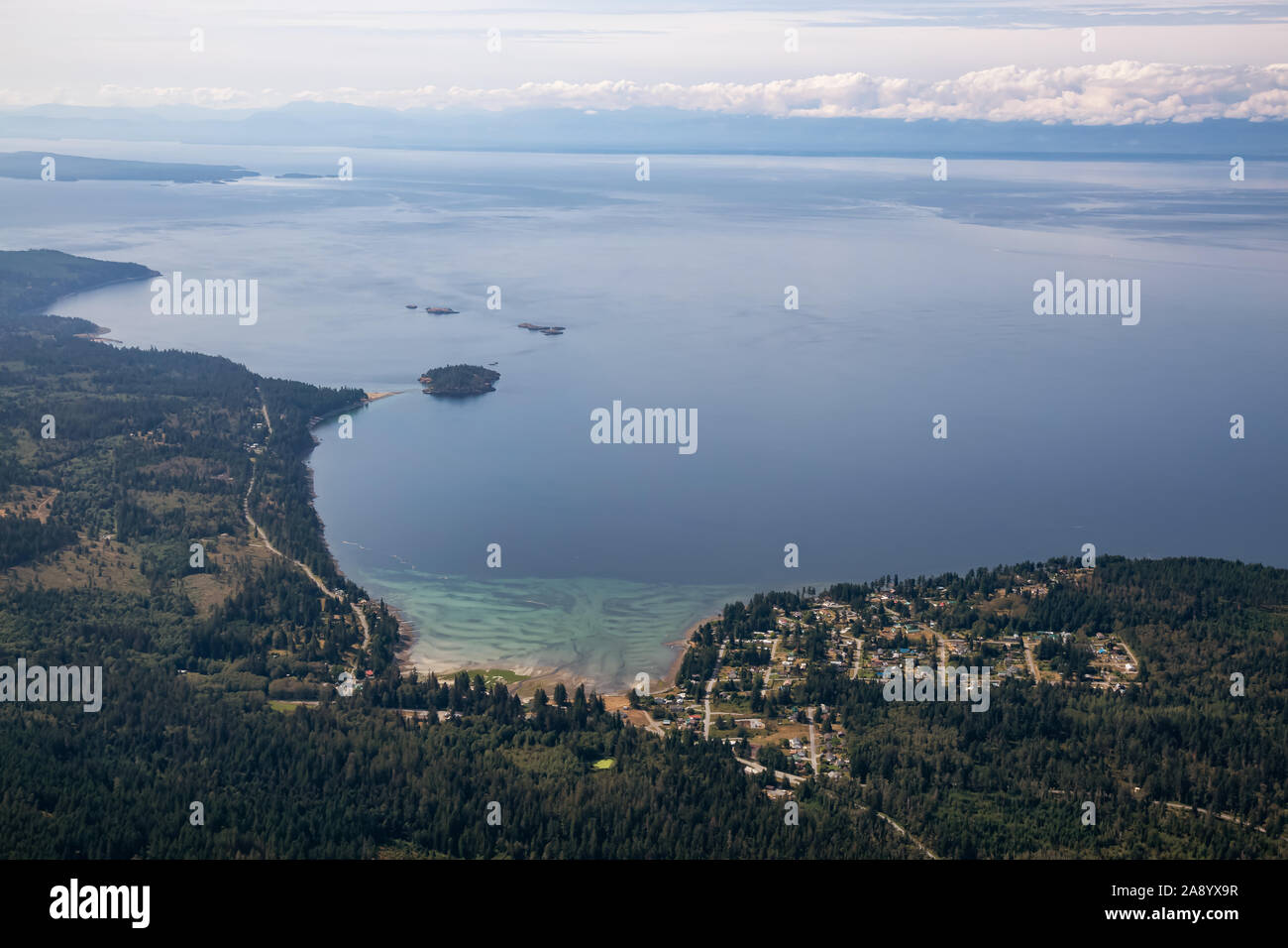 Aerial View of Gillies Bay on Texada Island, British Columbia, Canada ...