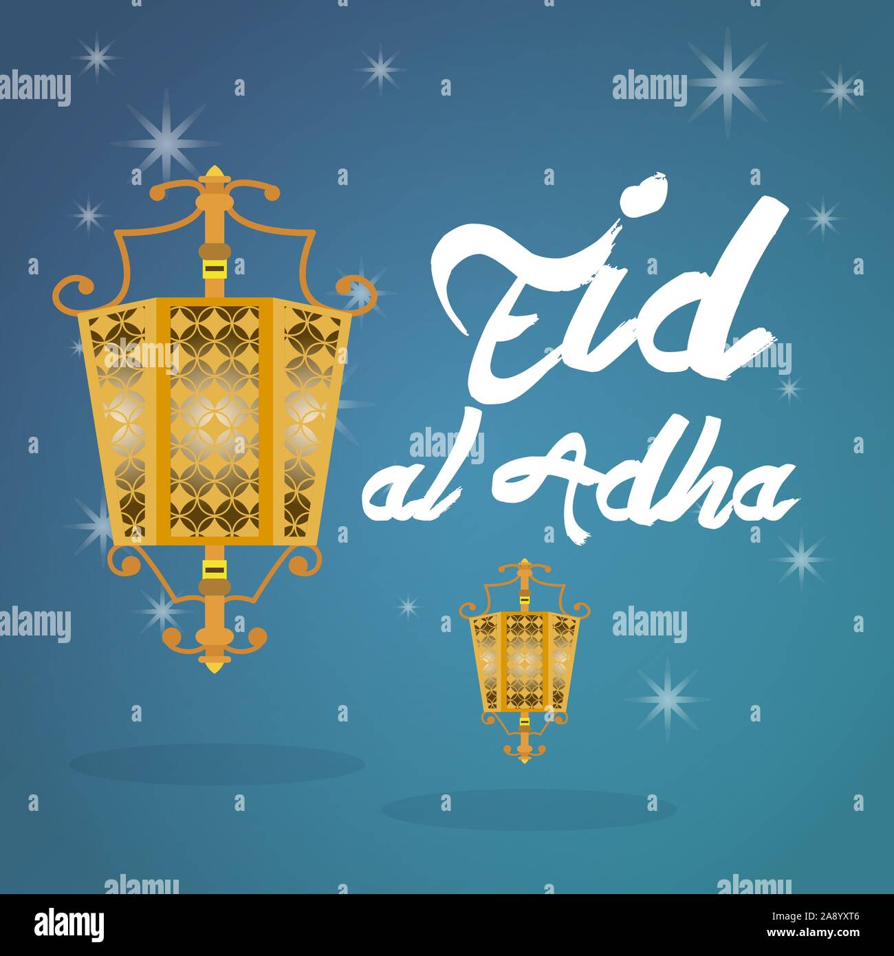 Eid al adha poster with arabic lamps - Vector illustration Stock Vector ...