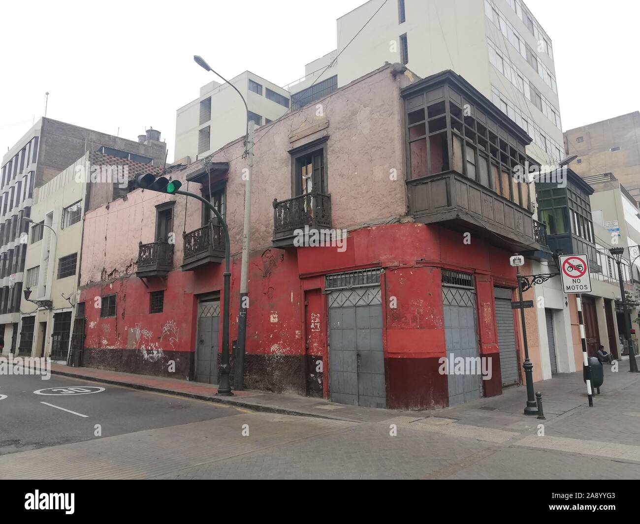 Balconies of the historic center of Lima, Peru. Old Stock Photo - Alamy