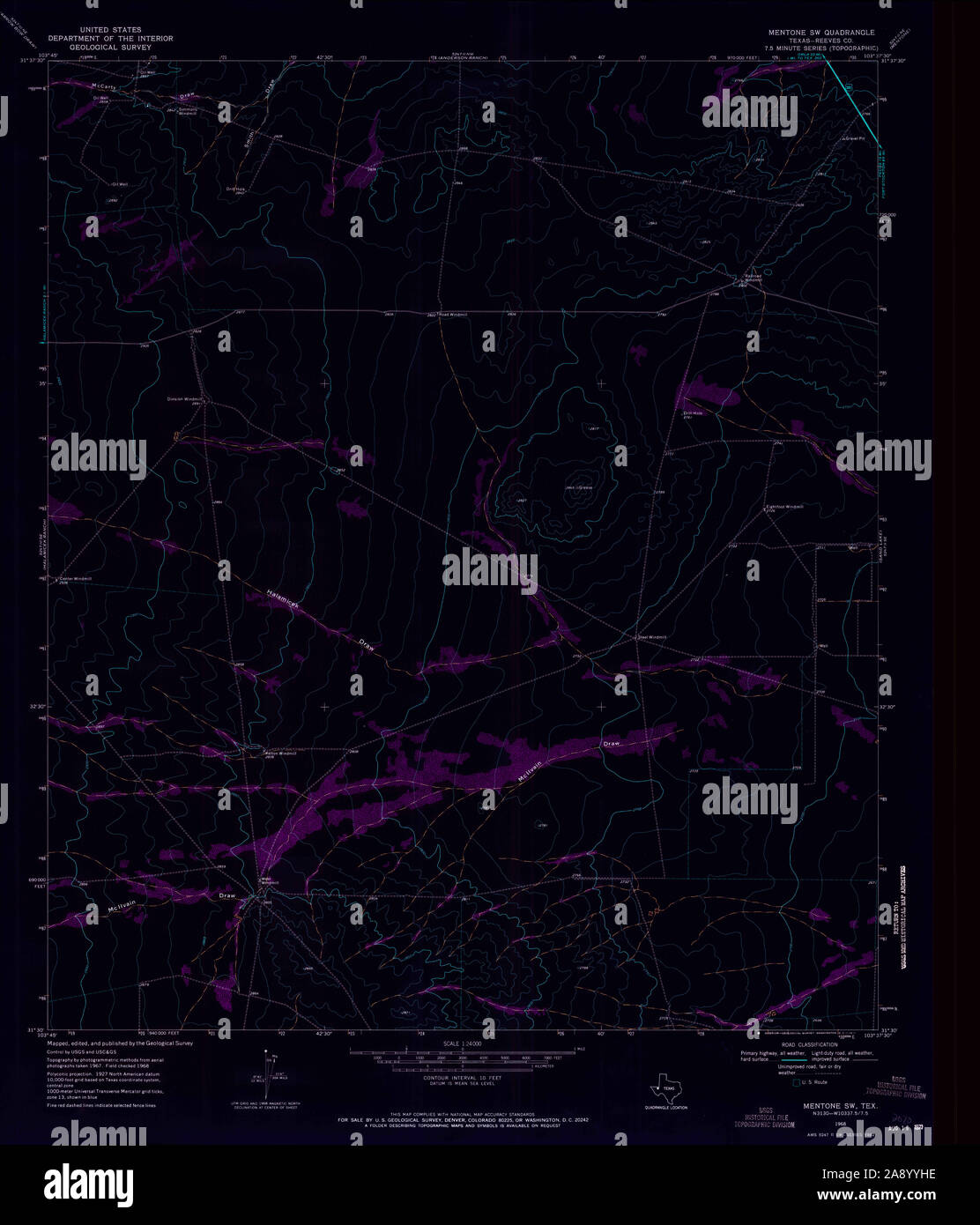 USGS TOPO Map Texas TX Mentone SW 109698 1968 24000 Inverted ...