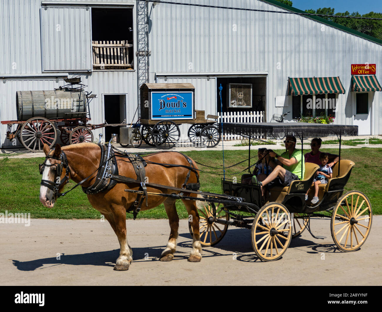 Michigan mackinac island horse drawn carriage hi-res stock photography ...