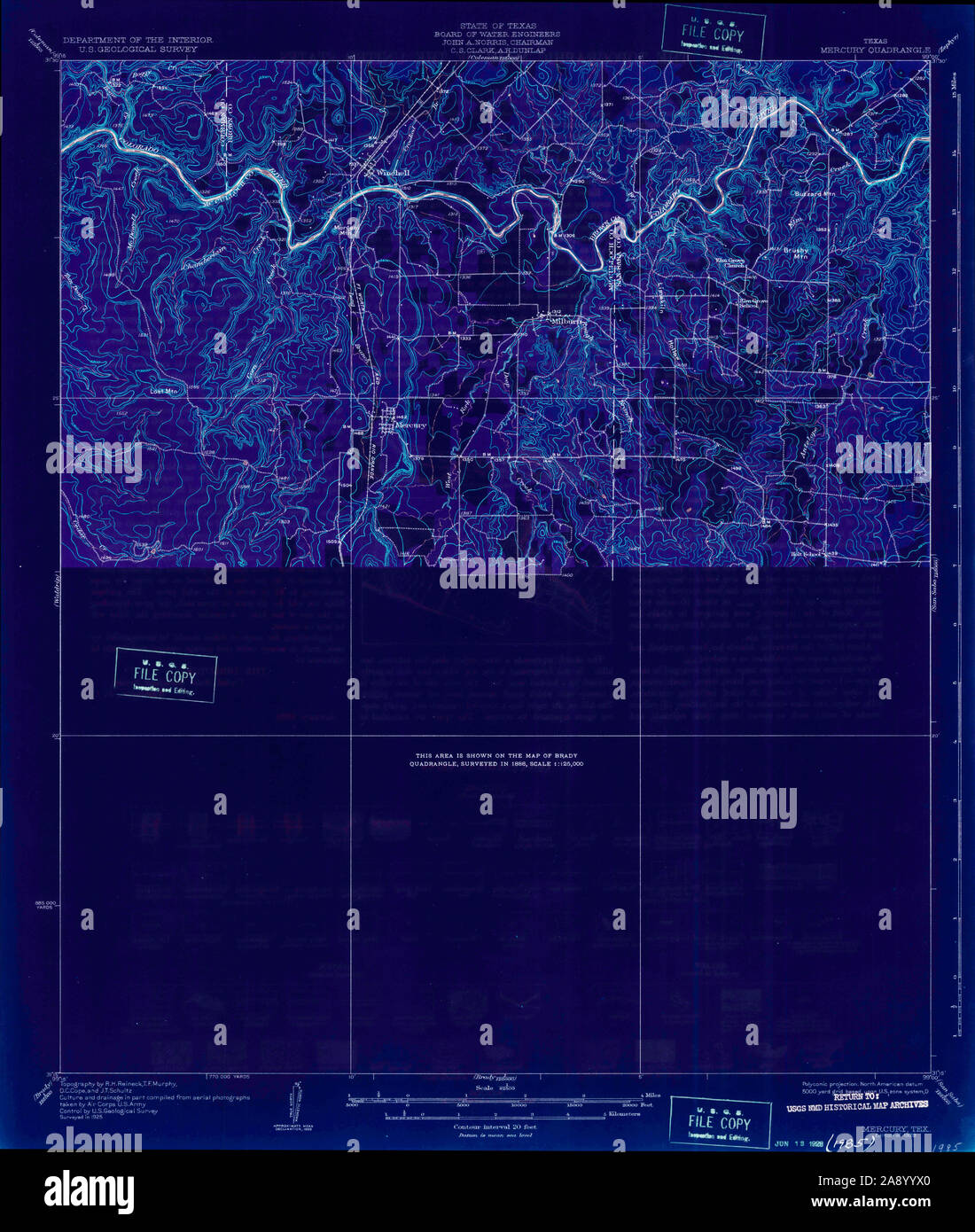 USGS TOPO Map Texas TX Mercury 128489 1928 62500 Inverted Restoration ...