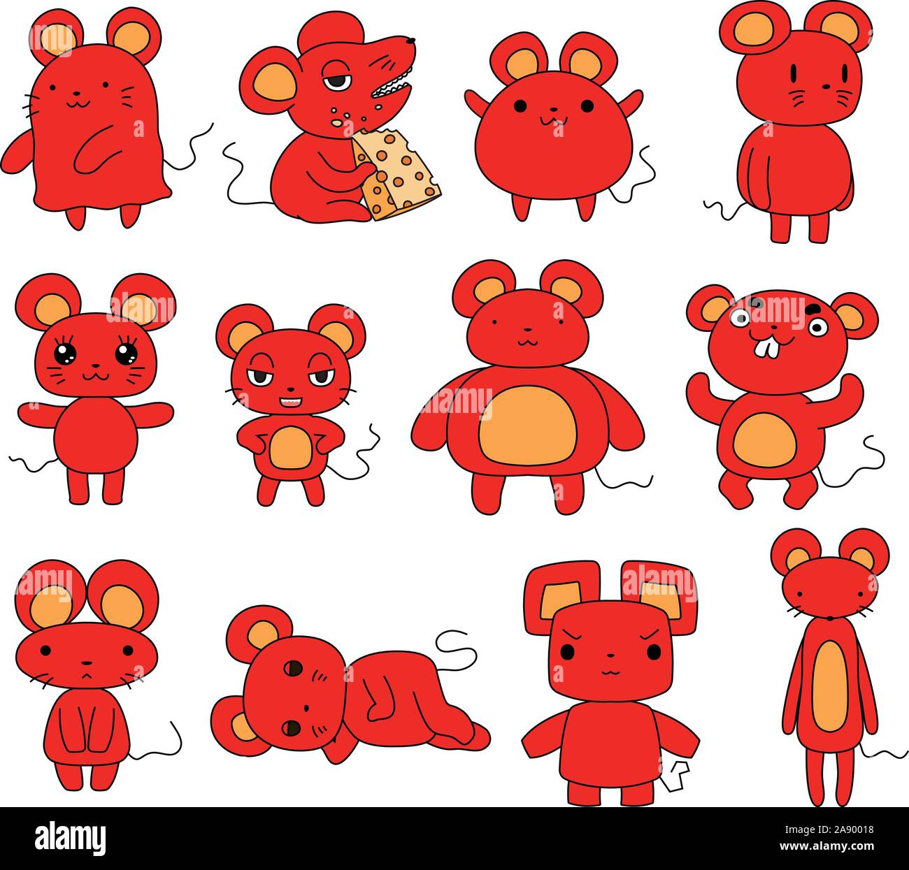 This is a illustration of Character of various Red rat set Stock Vector ...