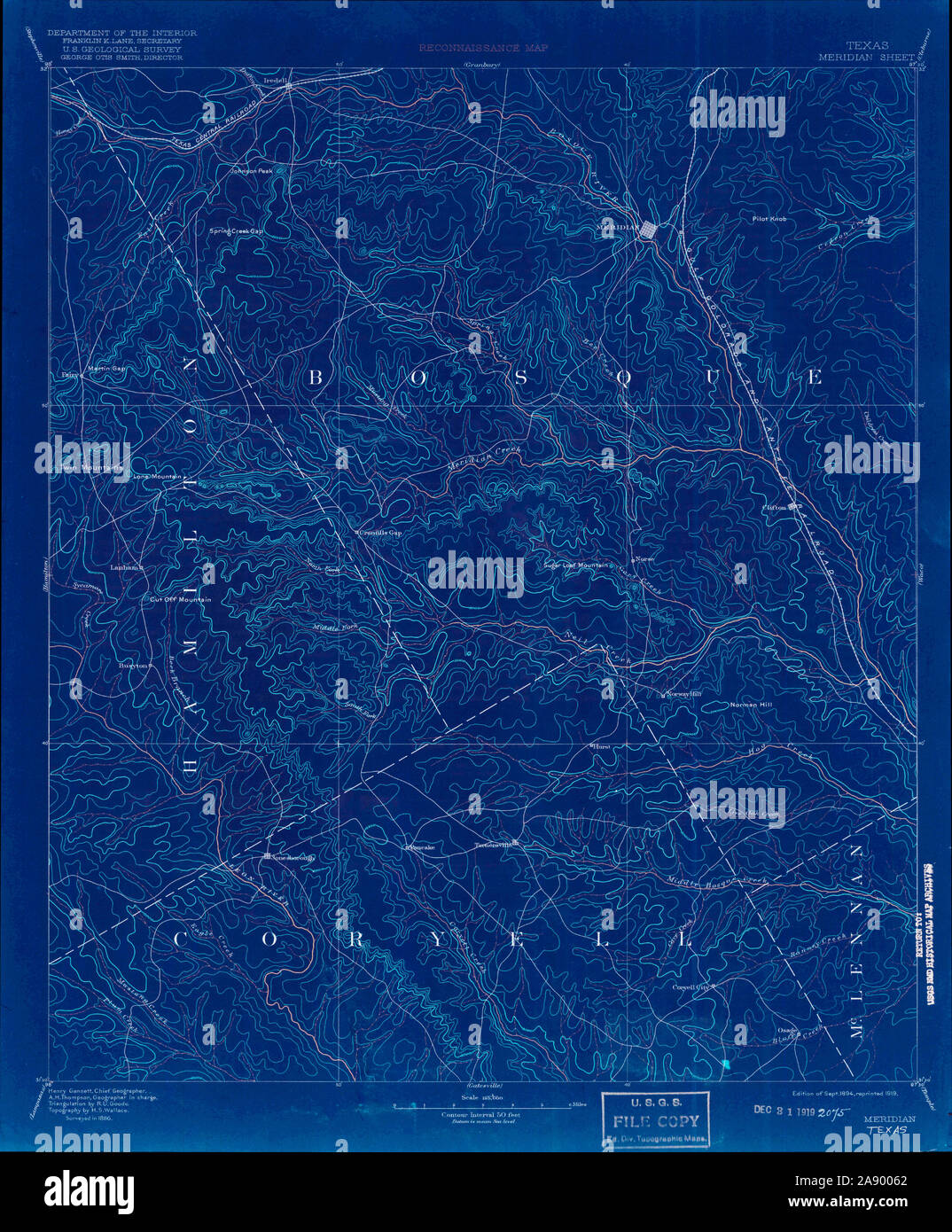 USGS TOPO Map Texas TX Meridian 128639 1894 125000 Inverted Restoration ...