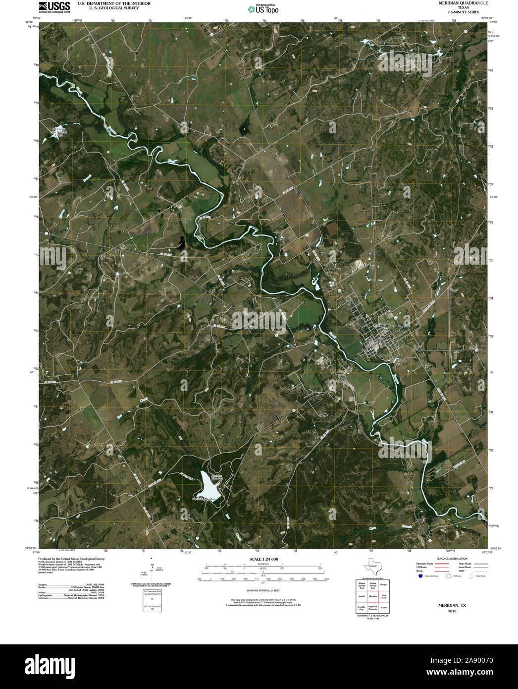 USGS TOPO Map Texas TX Meridian 20100318 TM Restoration Stock Photo - Alamy