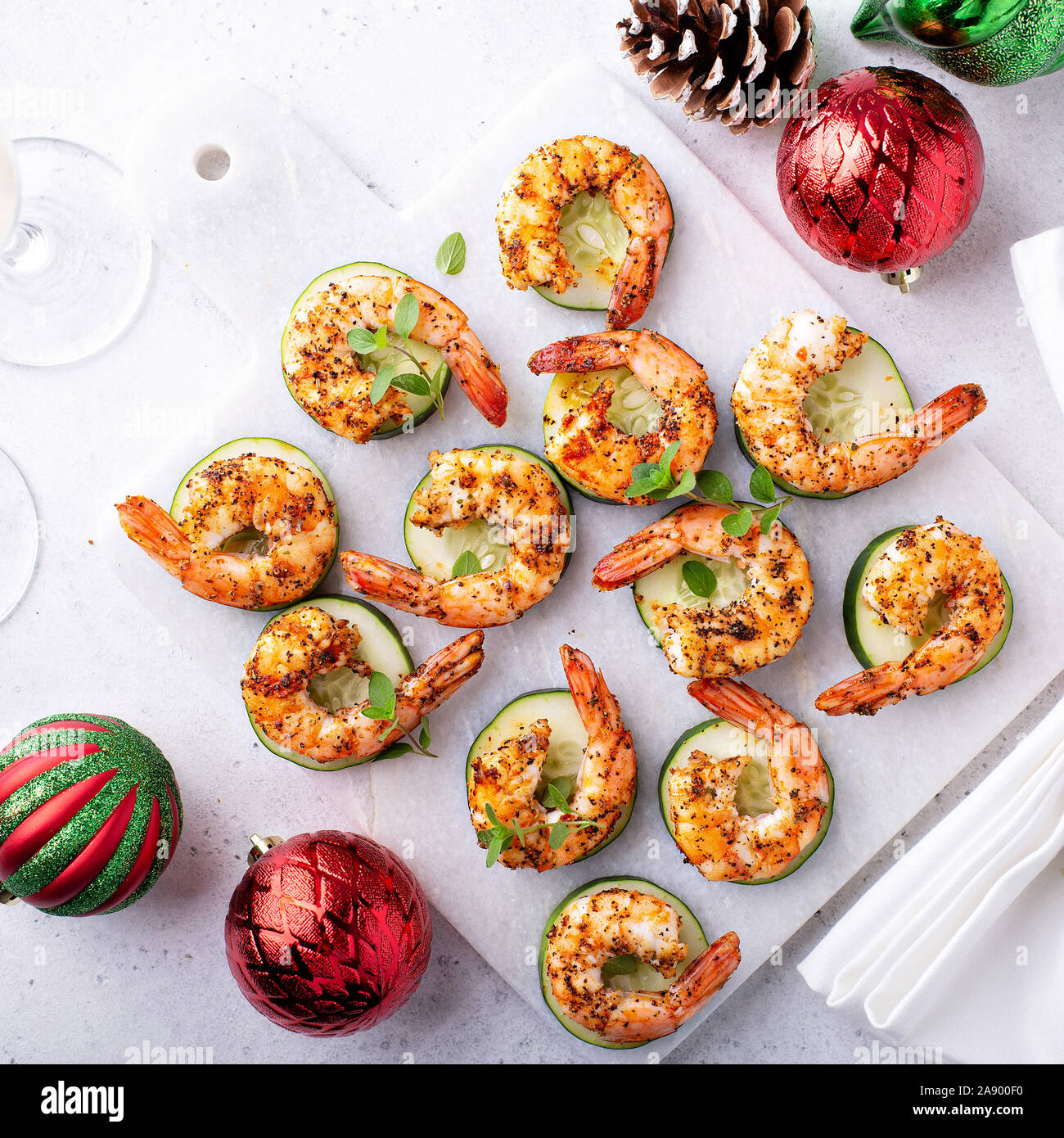 Spicy shrimp and cucumber, New Years Eve or Christmas party appetizer ...