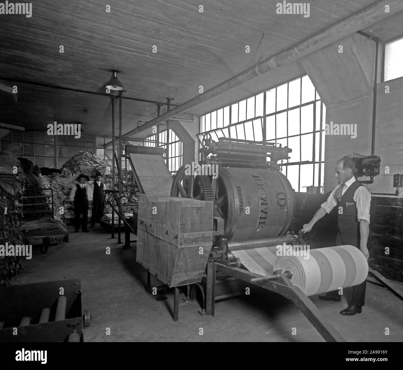 Mail bag machine P.O. Dept. ca. 1905-1945 Stock Photo - Alamy