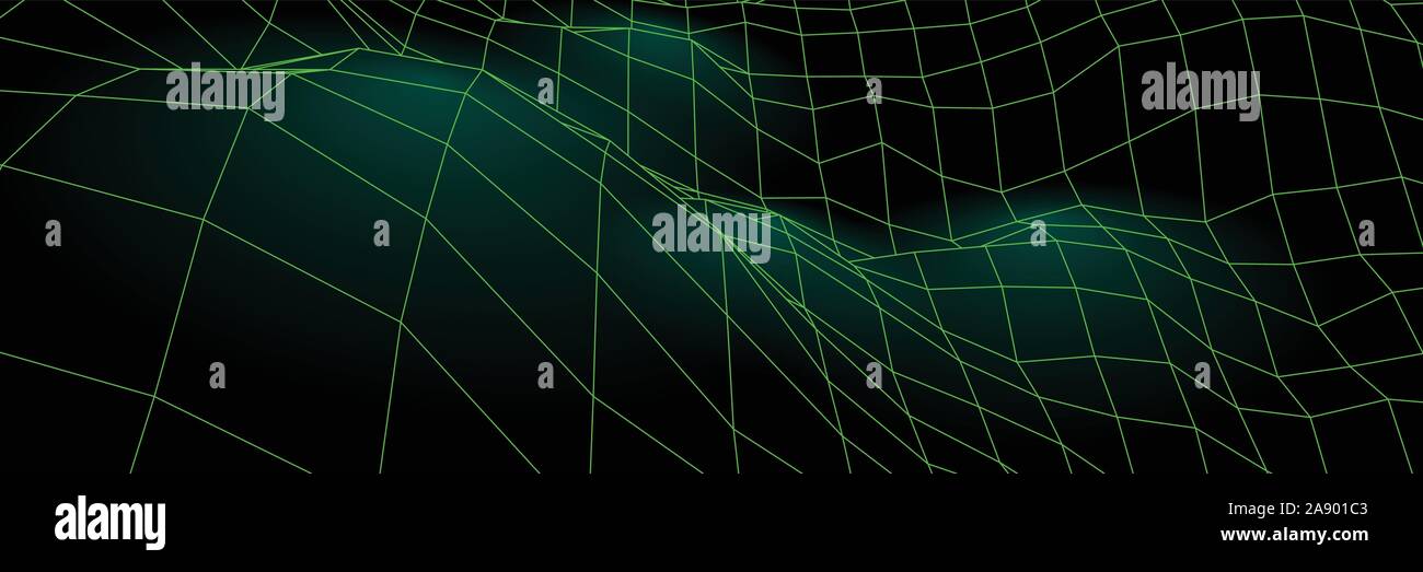 Digital landscape with mountains or hills made of line grid Stock ...