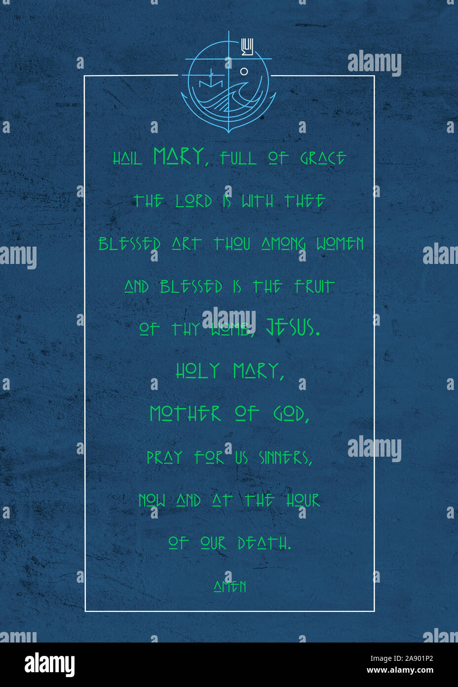 Digital illustration or drawing of the Hail Mary Christian prayer Stock ...