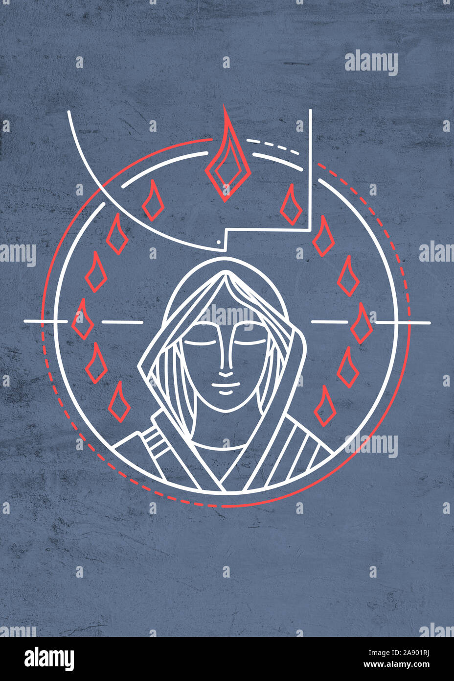 Hand drawn illustration or drawing of Virgin Mary and Holy Spirit at ...