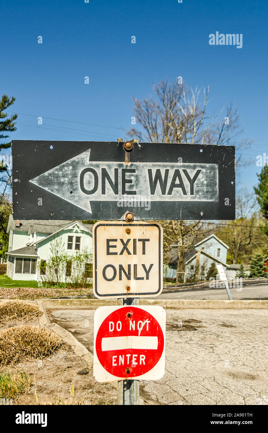 Bent old road sign hi-res stock photography and images - Alamy