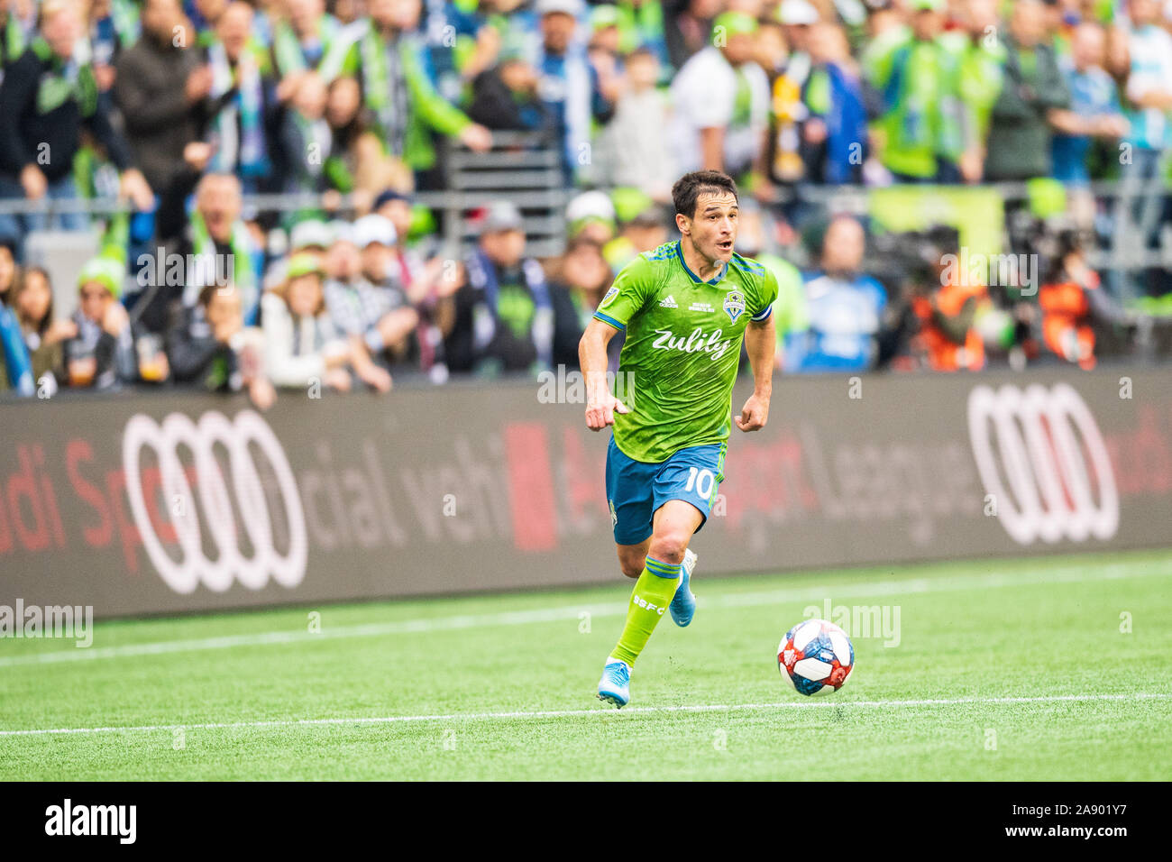 Seattle Sounders midfielder Nicolas Lodeiro (10) during the MLS Cup ...