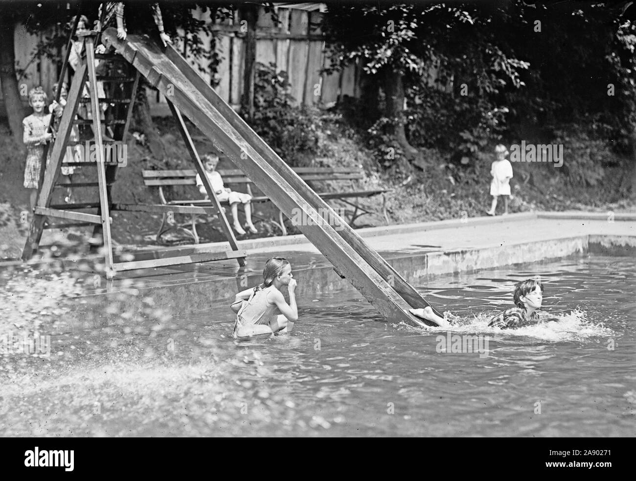 Children playing in a swimming pool ca. 1912 Stock Photo - Alamy