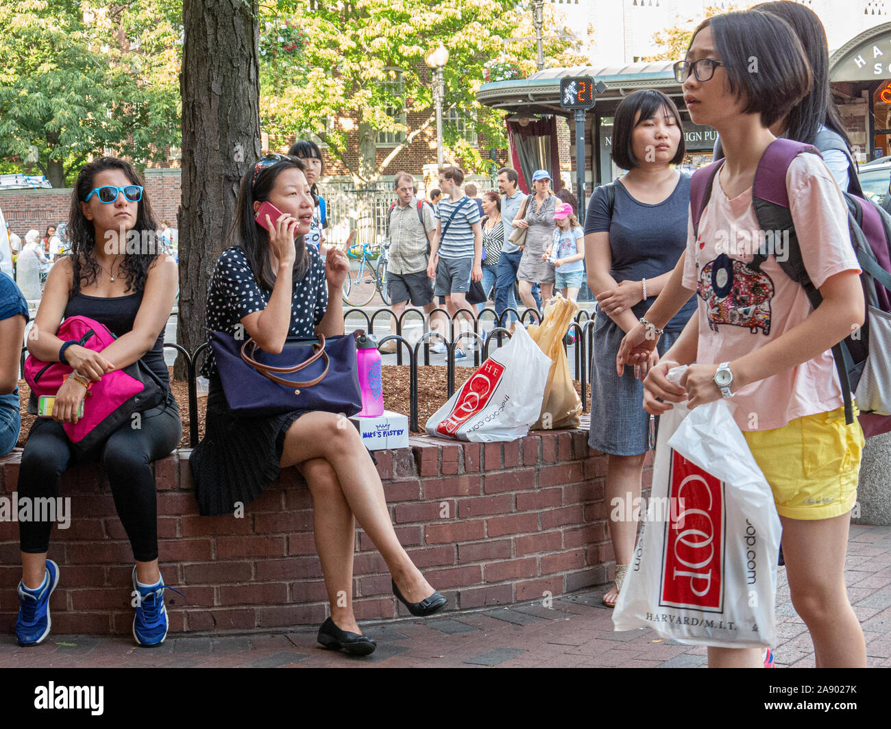 Harvard Square filled with people Stock Photo - Alamy