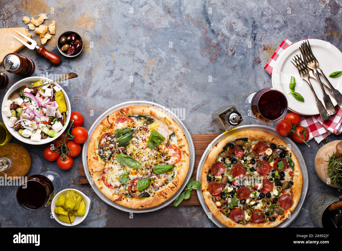 Overhead Shot Pepperoni Pizza High Resolution Stock Photography and ...