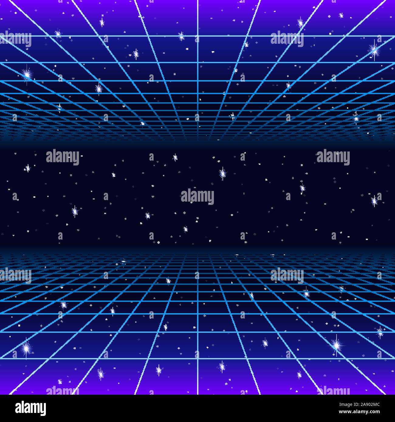 Retro neon background with 80s styled laser grid and stars Stock Vector ...