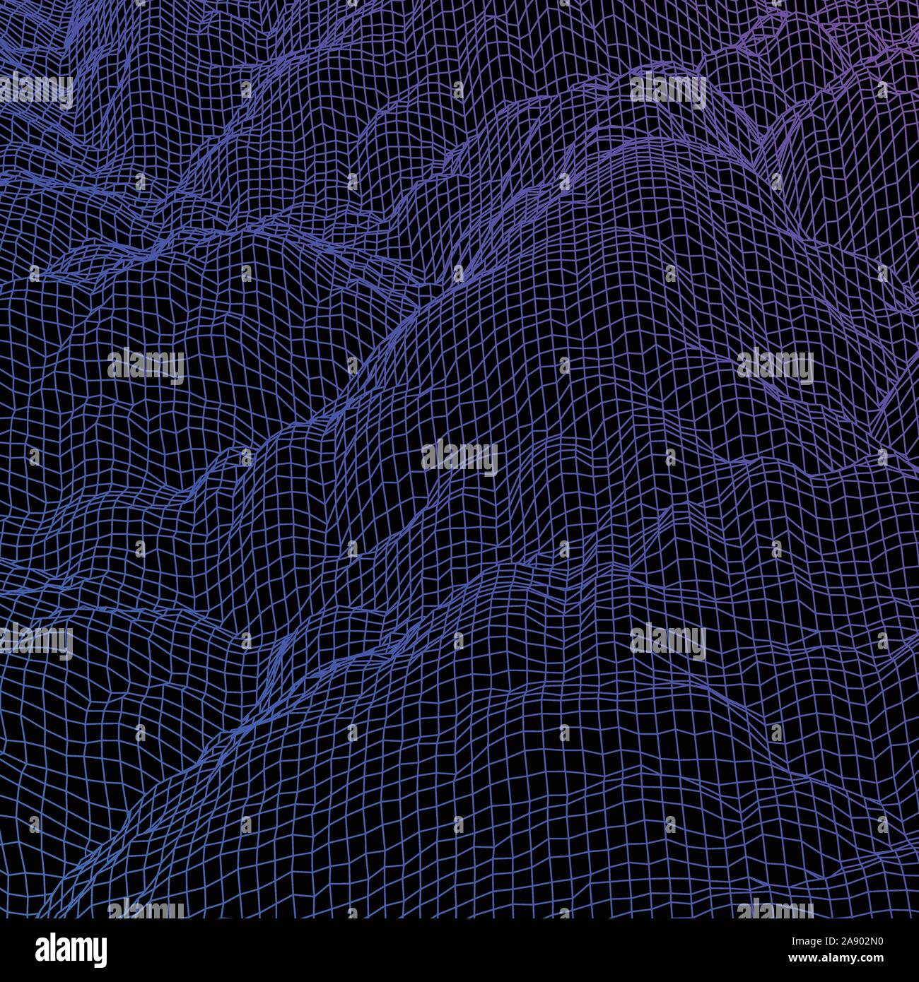 Digital landscape with mountains or clouds made of line grid Stock ...