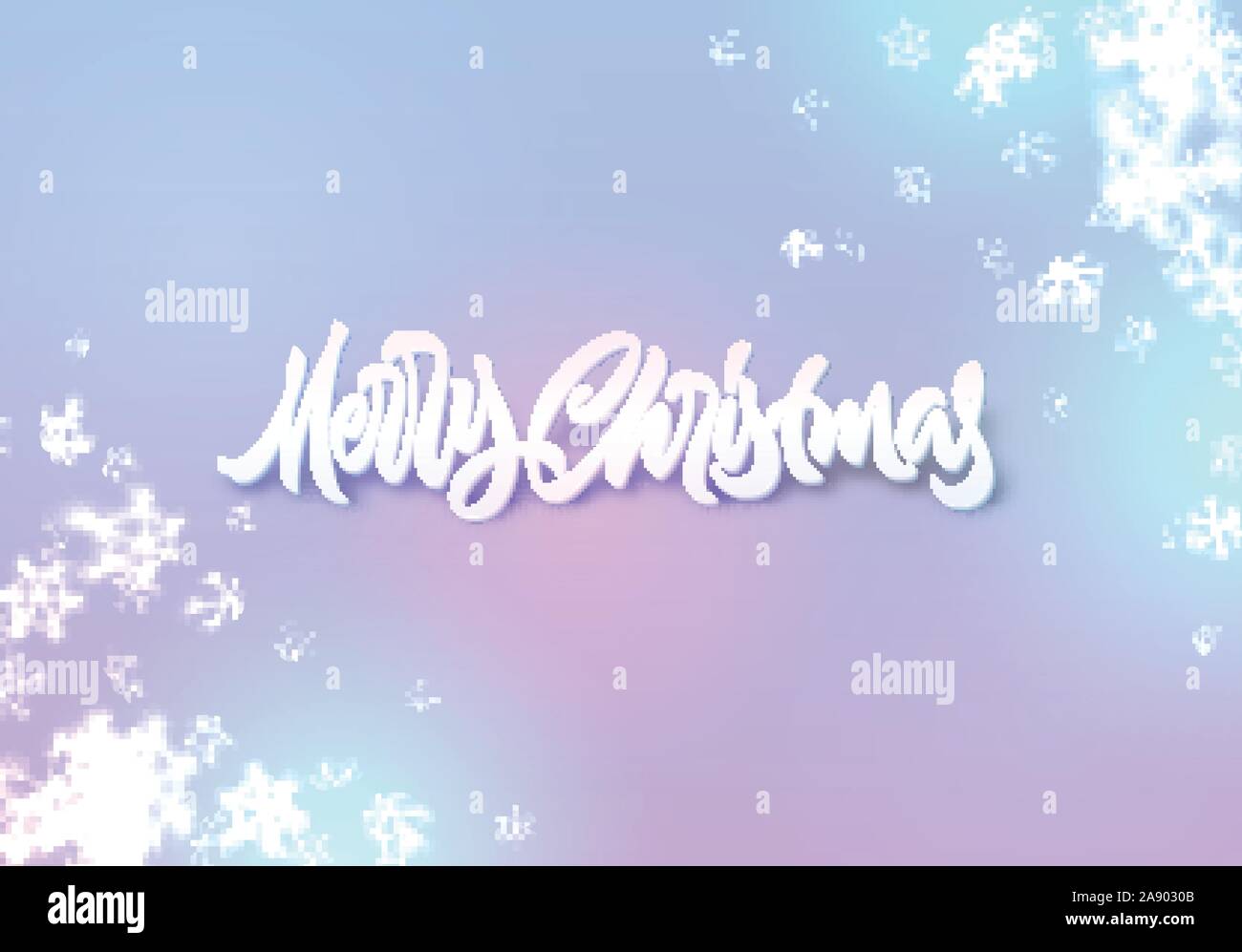 Christmas snowflakes background with falling snow and lettering or ...