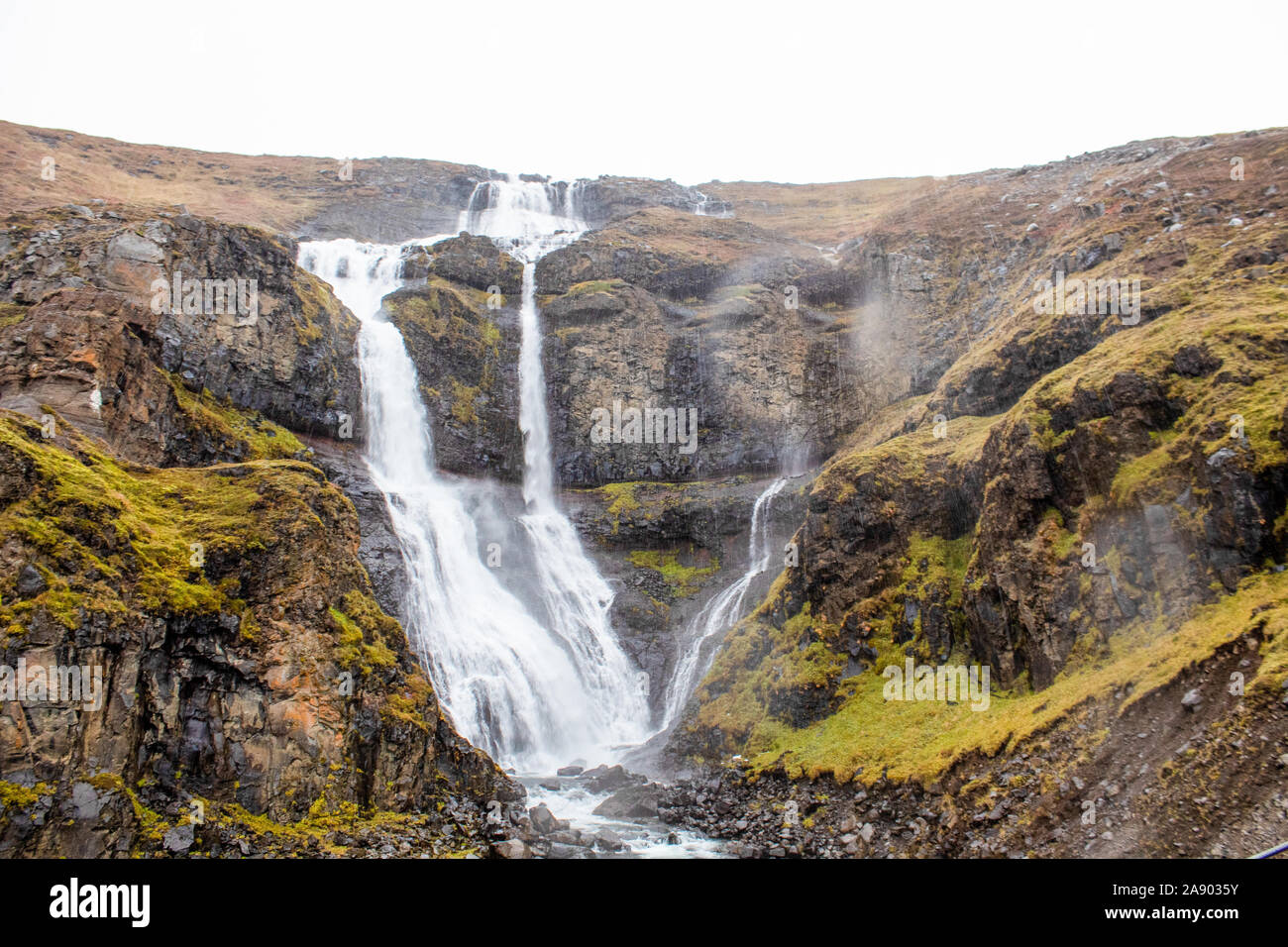 green summer moss at rjukandafoss waterfall in Iceland Stock Photo - Alamy