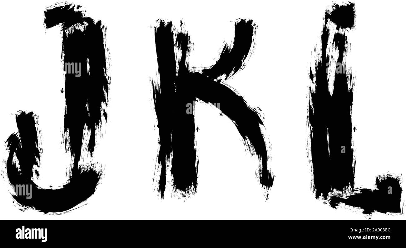 Abstract letters set painted with brush. Futuristic font for lettering ...