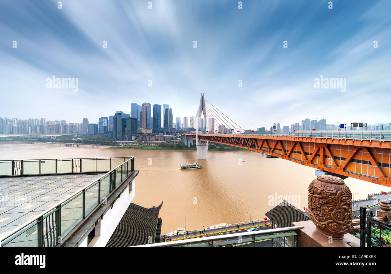 Chongqing city skyline, modern bridges and skyscrapers Stock Photo - Alamy