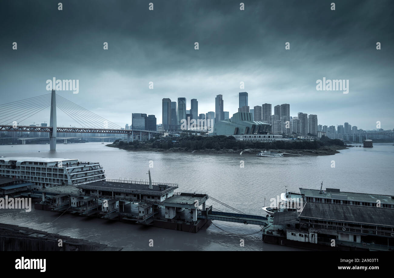 Chongqing city skyline, modern bridges and skyscrapers Stock Photo - Alamy