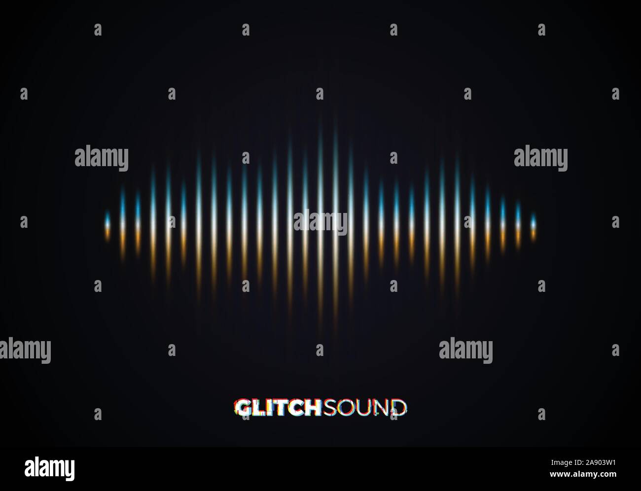 Audio or sound wave with music volume peaks and color glitch effect ...