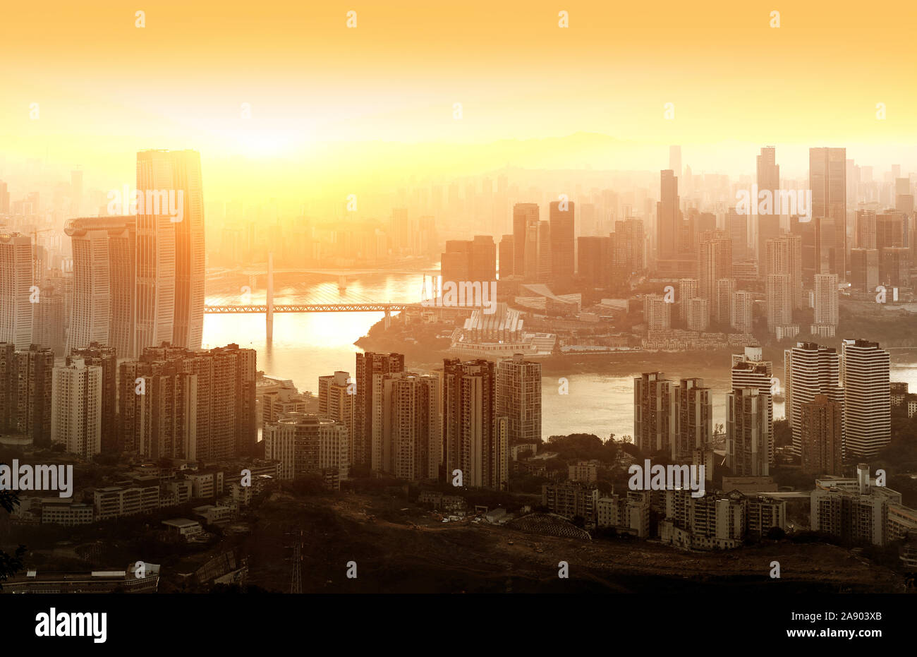 Chongqing city skyline, modern bridges and skyscrapers Stock Photo - Alamy